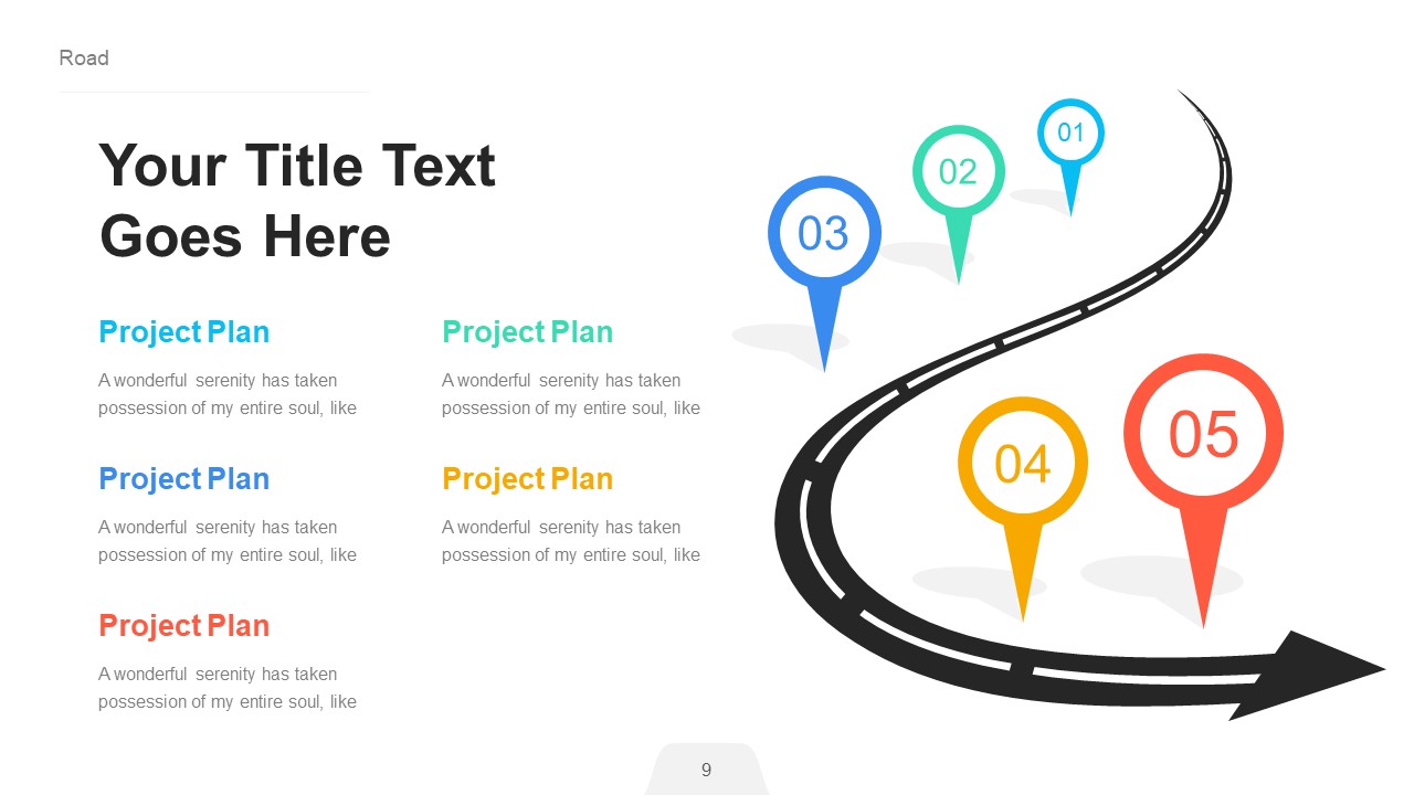 Road Infographic Powerpoint Presentation Template, Presentation Templates