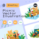 Sketsy - Picnic Flat Illustration by slabdsgn | GraphicRiver