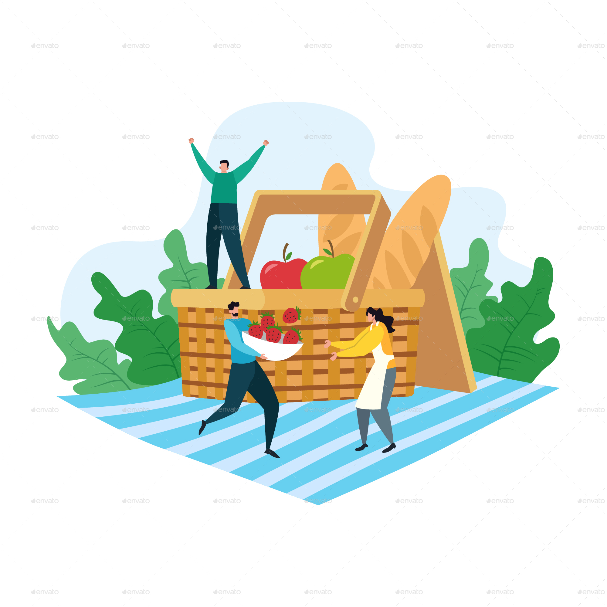 Sketsy - Picnic Flat Illustration, Vectors | GraphicRiver