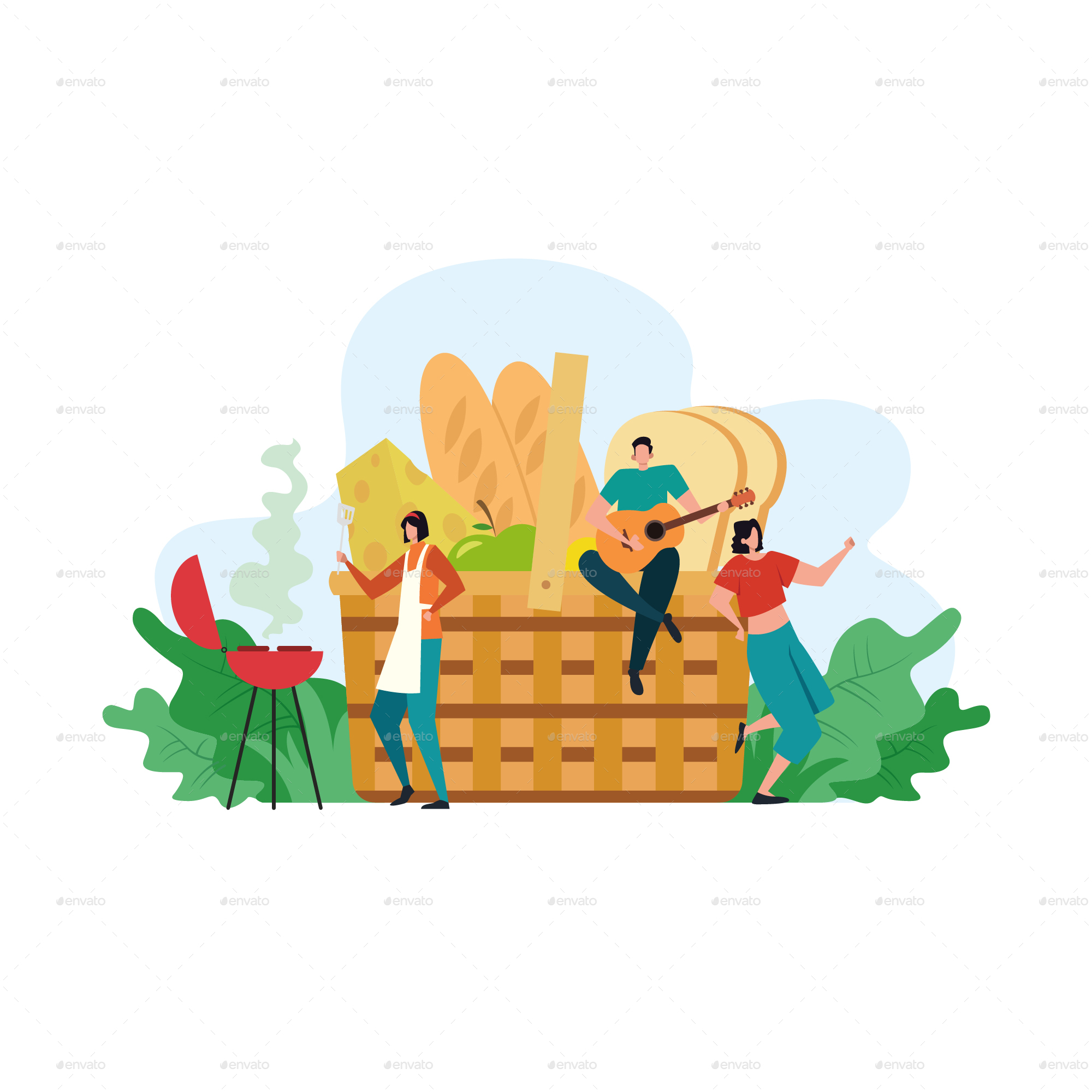 Sketsy - Picnic Flat Illustration, Vectors | GraphicRiver