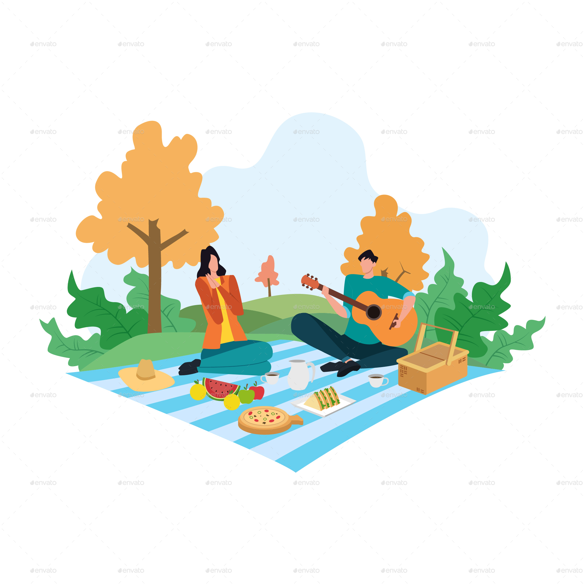 Sketsy - Picnic Flat Illustration, Vectors | GraphicRiver