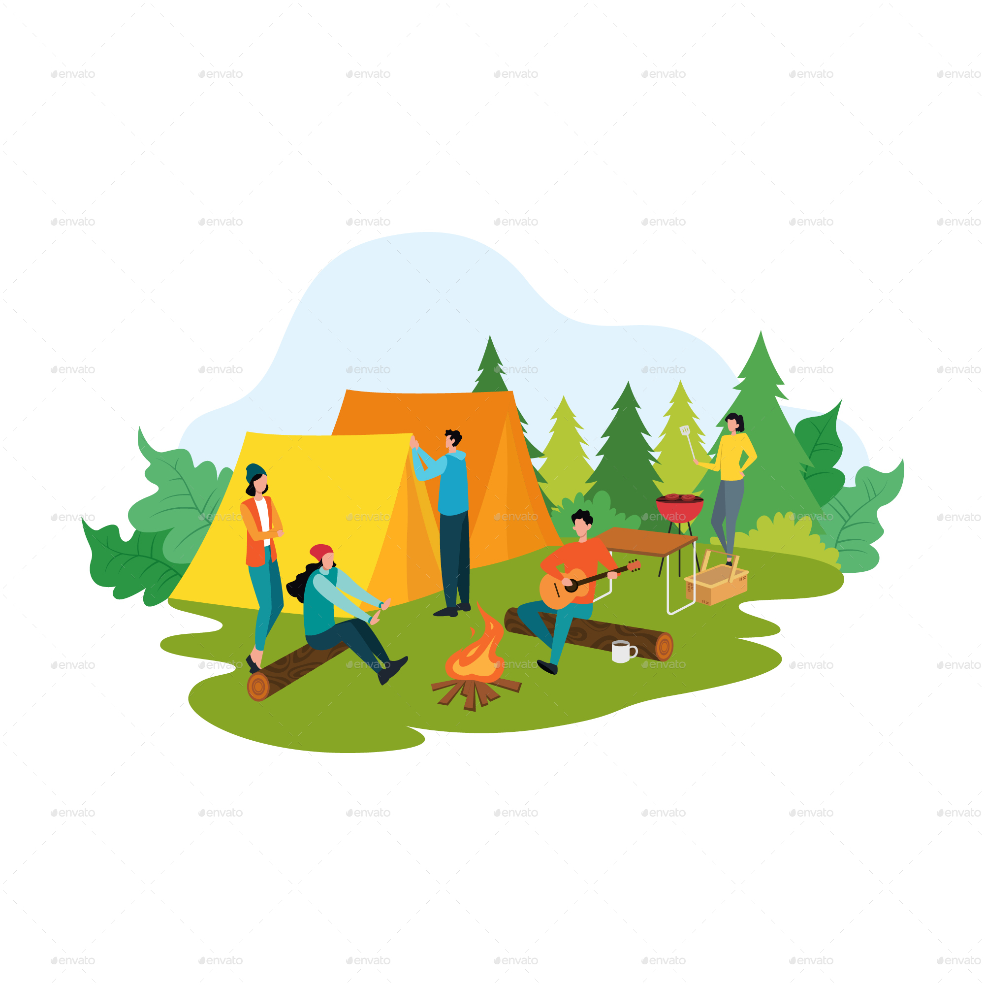 Sketsy - Picnic Flat Illustration, Vectors | GraphicRiver