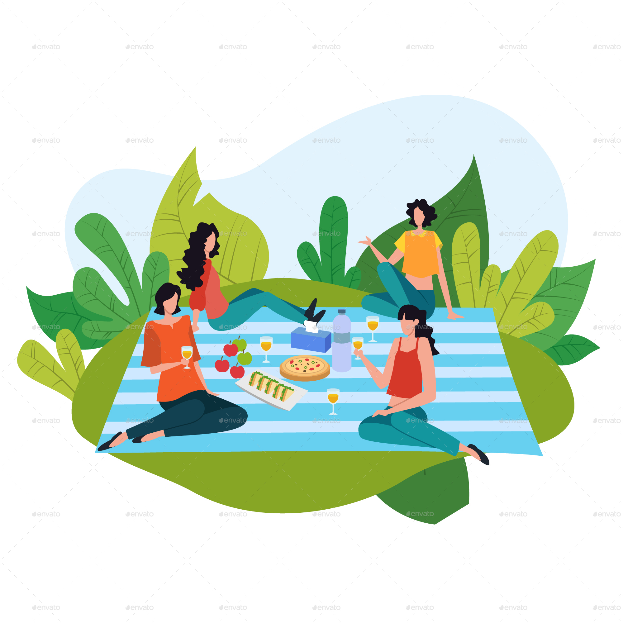 Sketsy - Picnic Flat Illustration, Vectors | GraphicRiver