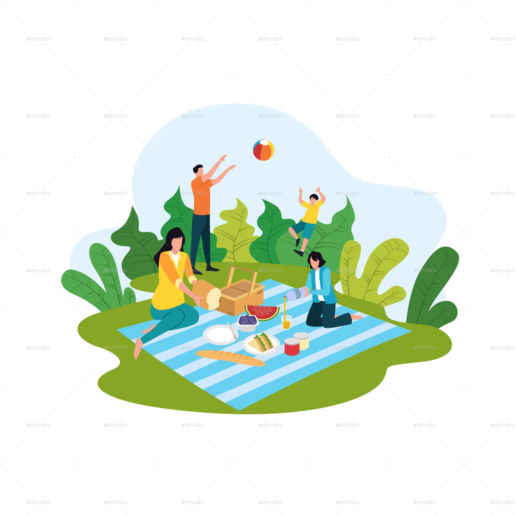Sketsy - Picnic Flat Illustration, Vectors | GraphicRiver