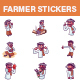 Farmer Sticker Set, Vectors | GraphicRiver