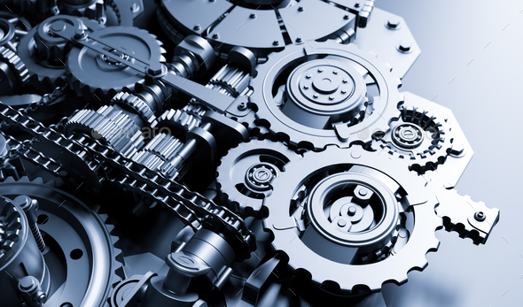 Gears and cogs mechanism. Industrial machine, engine Stock Photo by ...