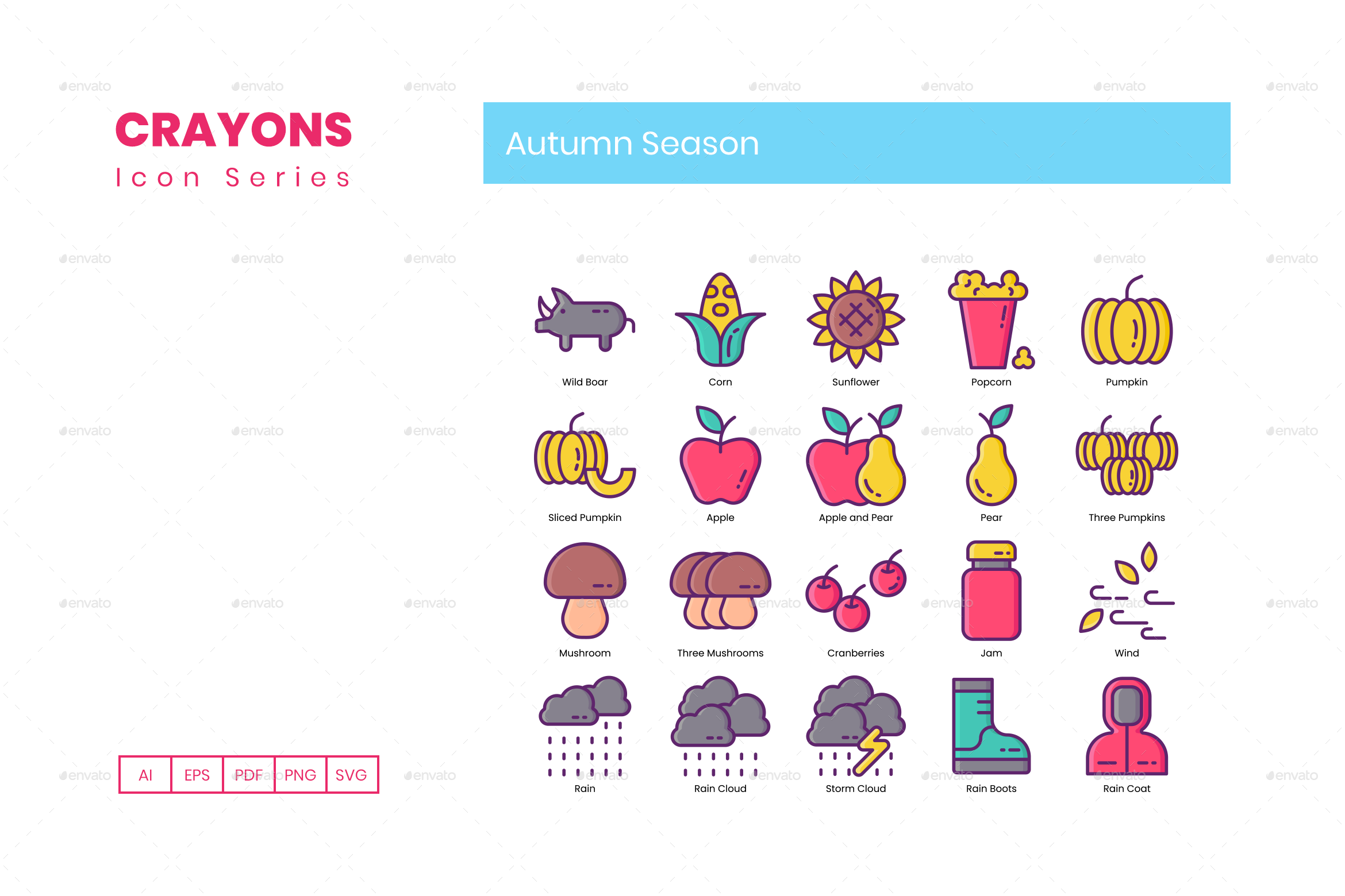 85 Autumn Season Icons by Krafted | GraphicRiver