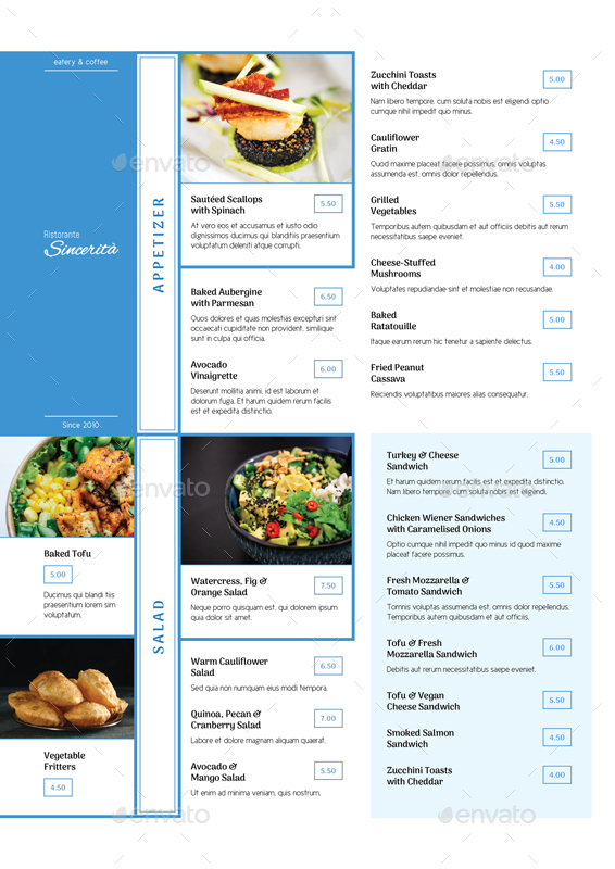 Square Line Cafe Menu, Print Templates | GraphicRiver