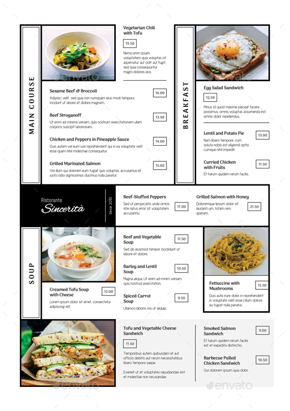 Square Line Cafe Menu, Print Templates | GraphicRiver