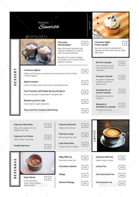 Square Line Cafe Menu, Print Templates | GraphicRiver