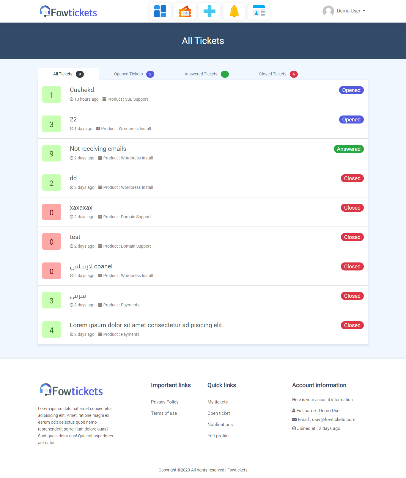 Fowtickets - Simple Laravel Tickets System by Vironeer | CodeCanyon