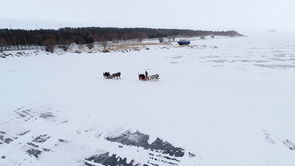 Frozen Lake and Sleighs in Kars, Turkey, Stock Footage | VideoHive