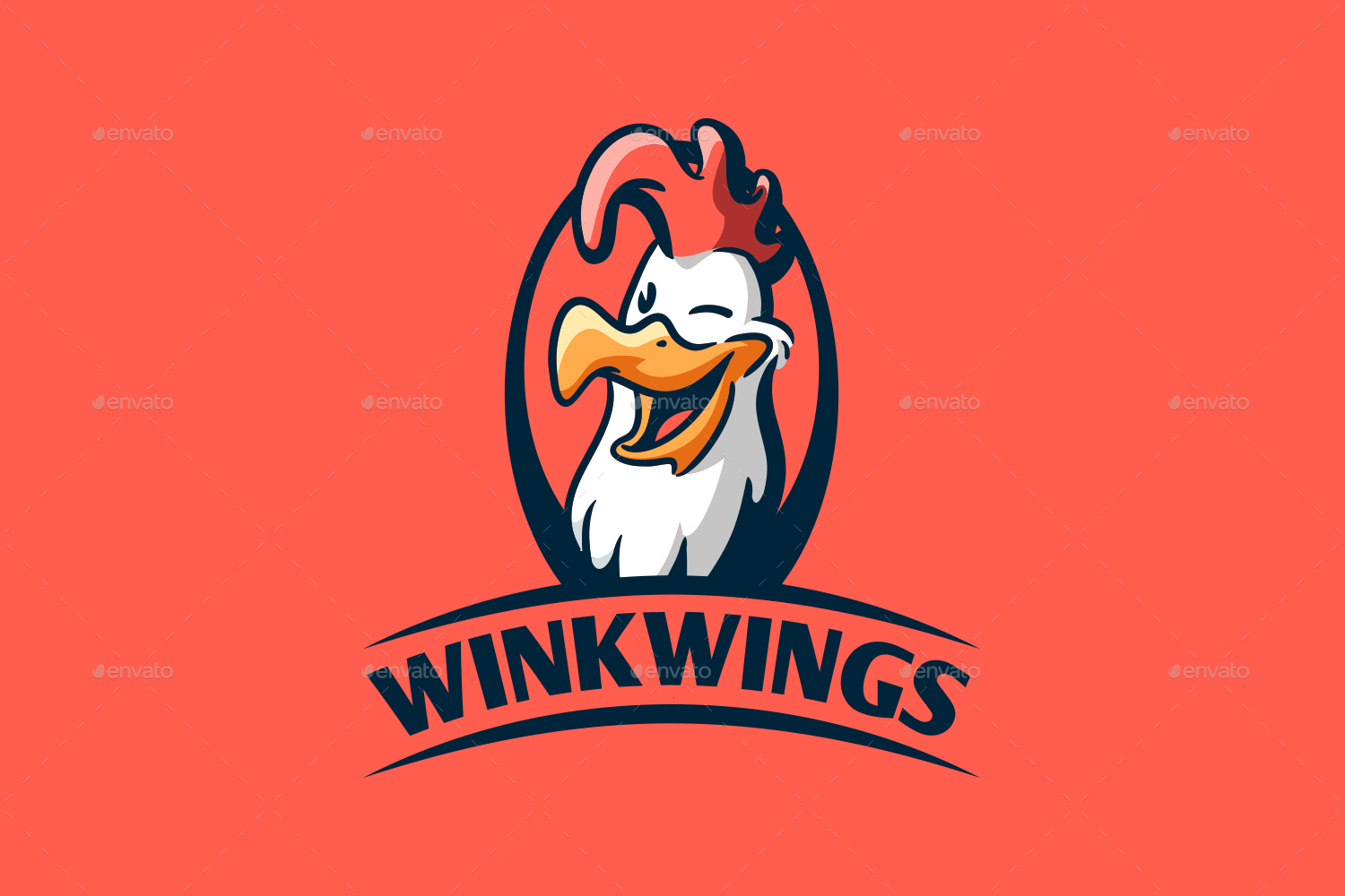 Wink Wing - Rooster Head Character Mascot Templates, Logo Templates