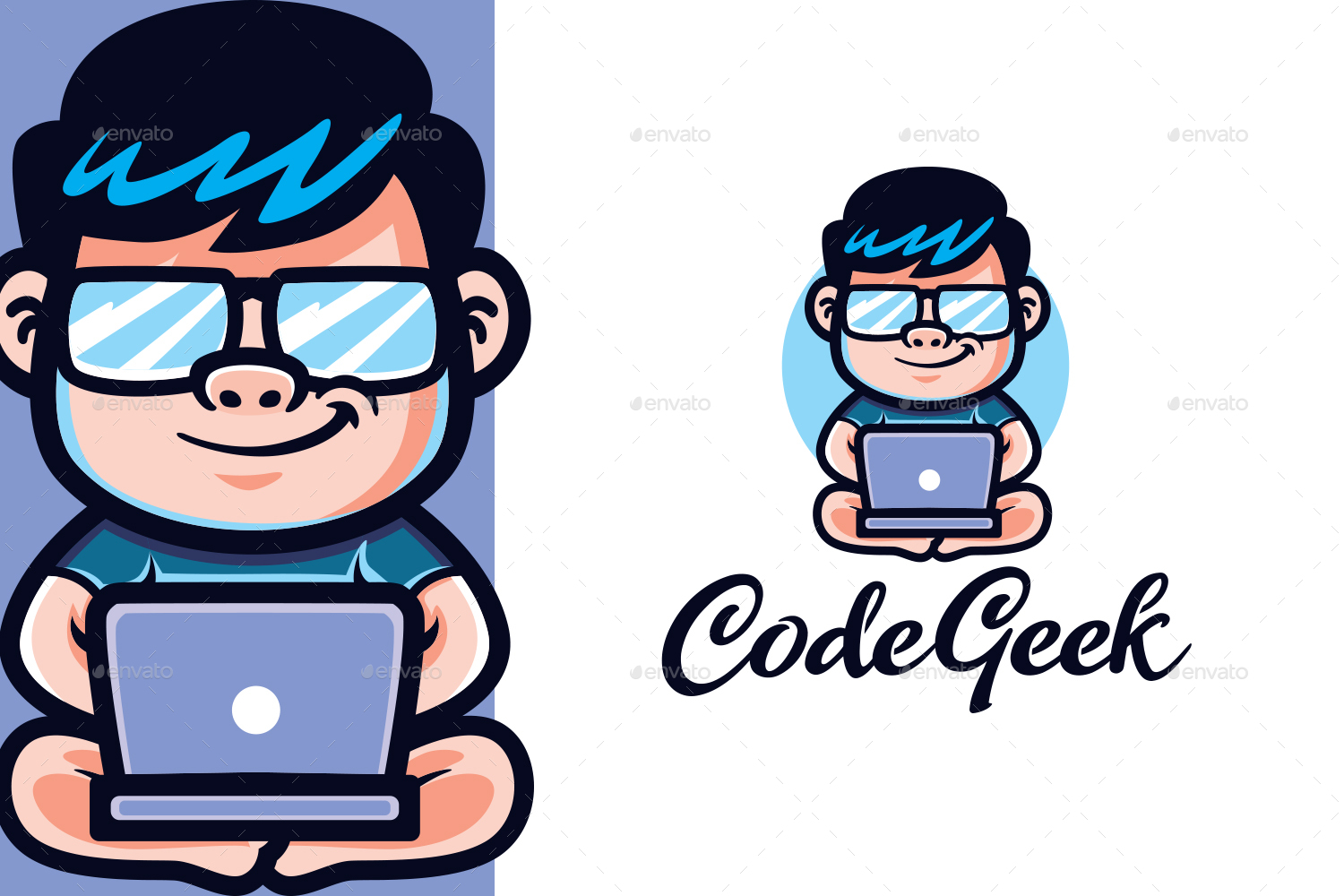 Cartoon Geek Code Mascot Logo Templates, Logo Templates | GraphicRiver