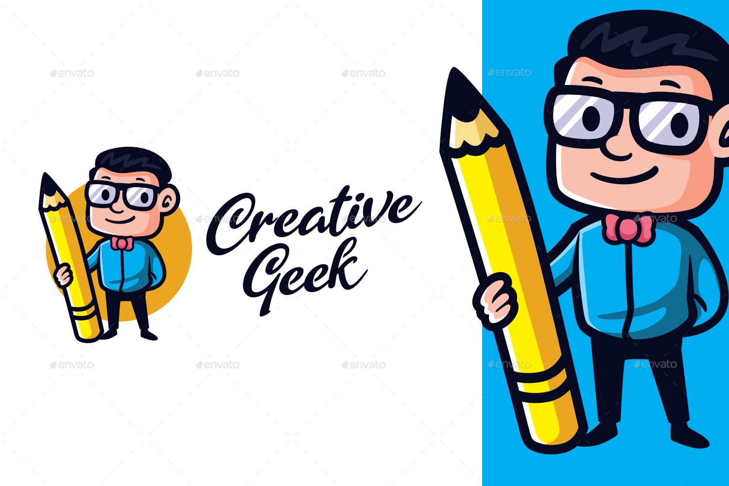 Cartoon Creative Geek Character Mascot Logo, Logo Templates | GraphicRiver