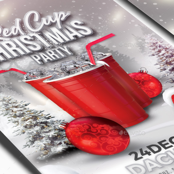 Red Cup Christmas Party Flyer, Print Templates | GraphicRiver