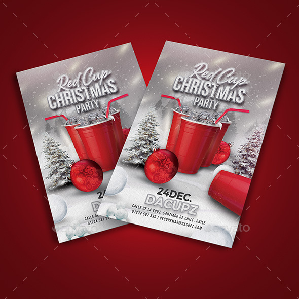 Red Cup Christmas Party Flyer, Print Templates | GraphicRiver