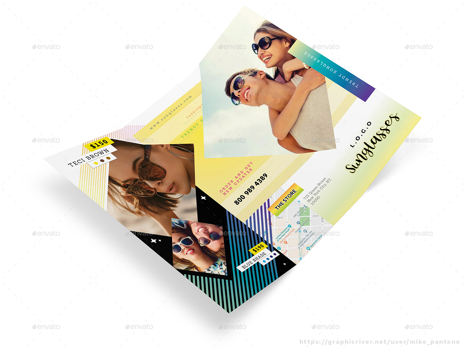 Sunglasses Shop Trifold Brochure, Print Templates | GraphicRiver