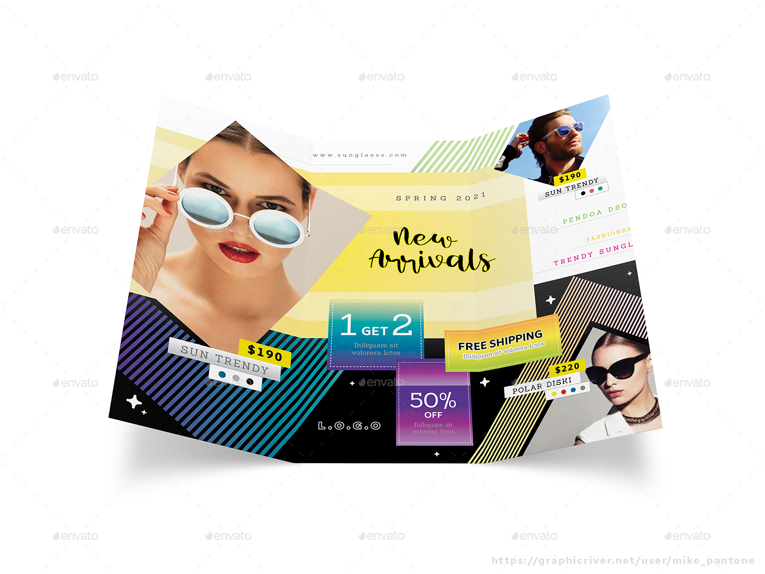 Sunglasses Shop Trifold Brochure, Print Templates | GraphicRiver