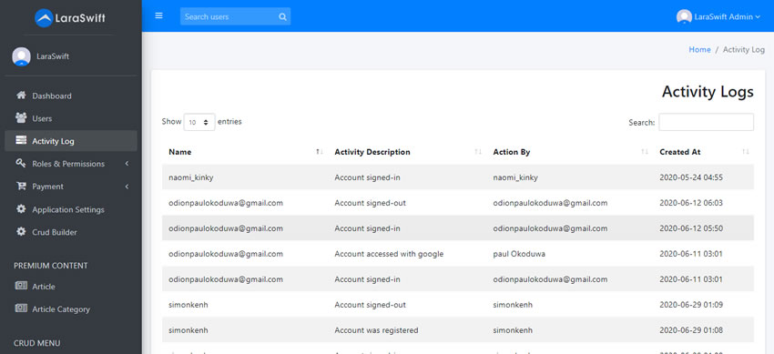 Laraswift Saas Laravel Admin And User Dashboard Crud Builder Stripe Recurring Payment By