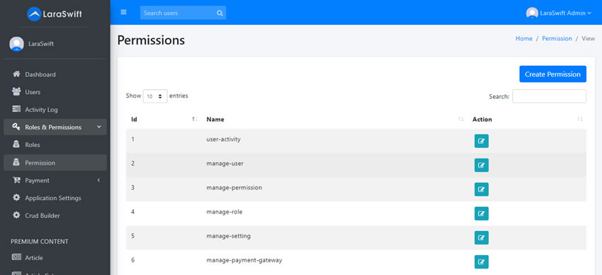 Laraswift Saas Laravel Admin And User Dashboard Crud Builder Stripe Recurring Payment By