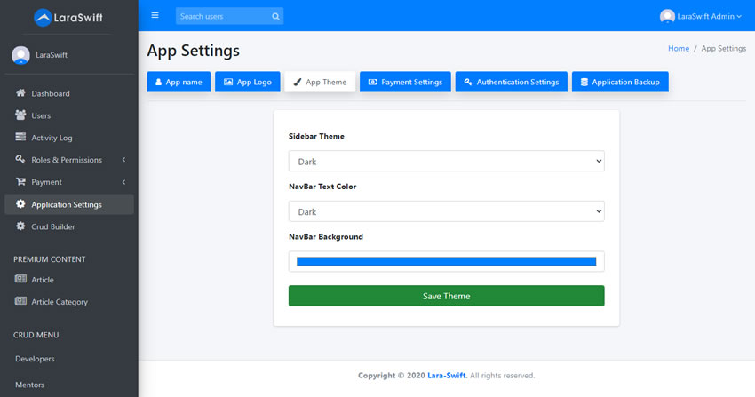 Laraswift Saas Laravel Admin And User Dashboard Crud Builder Stripe Recurring Payment By