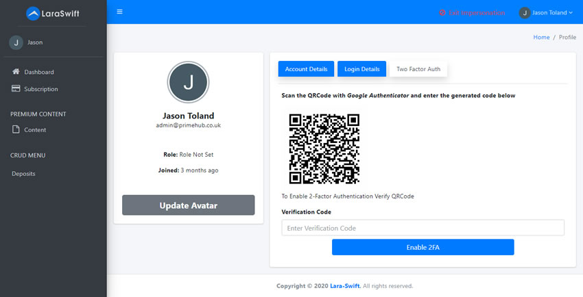 Laraswift Saas Laravel Admin And User Dashboard Crud Builder Stripe Recurring Payment By