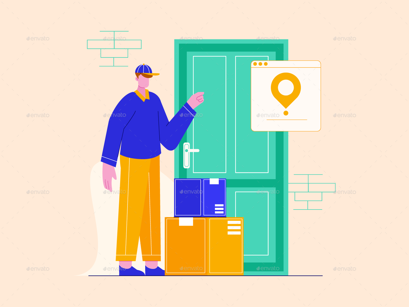 Delivery Service Flat Illustration Pack, Vectors | GraphicRiver