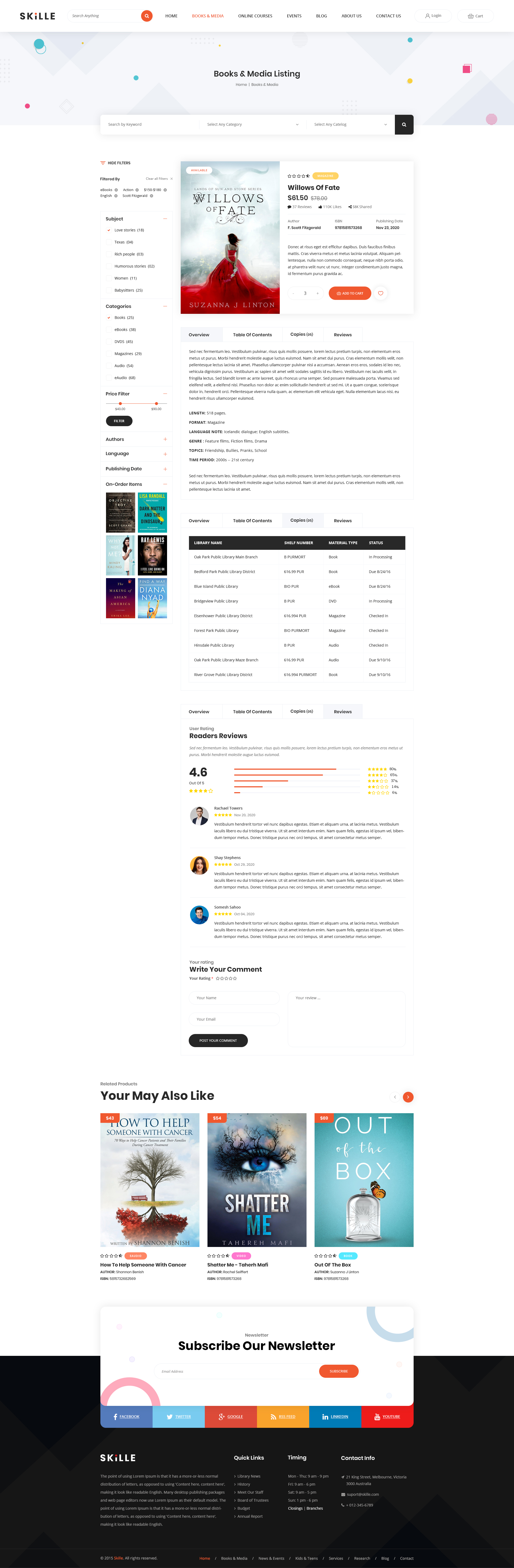 SKILLE – Online Library, Education, Course & Learning PSD Template by ...