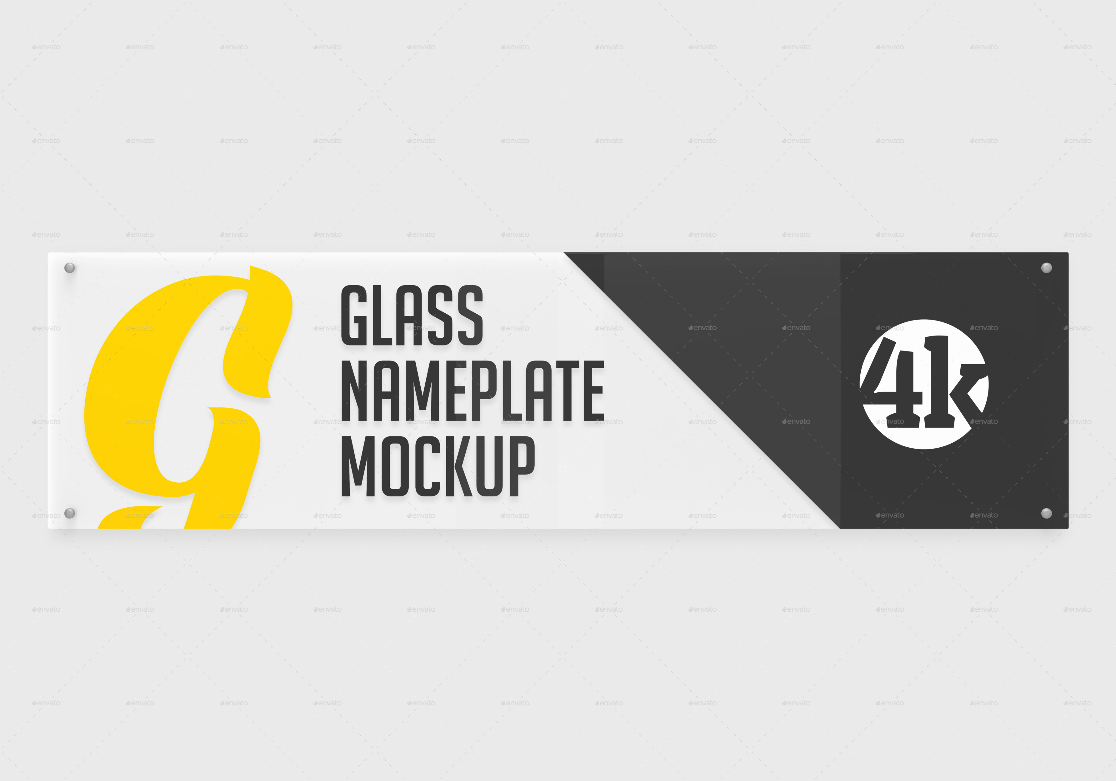 Long Rectangular Glass Nameplate Mockup Set, Graphics | GraphicRiver