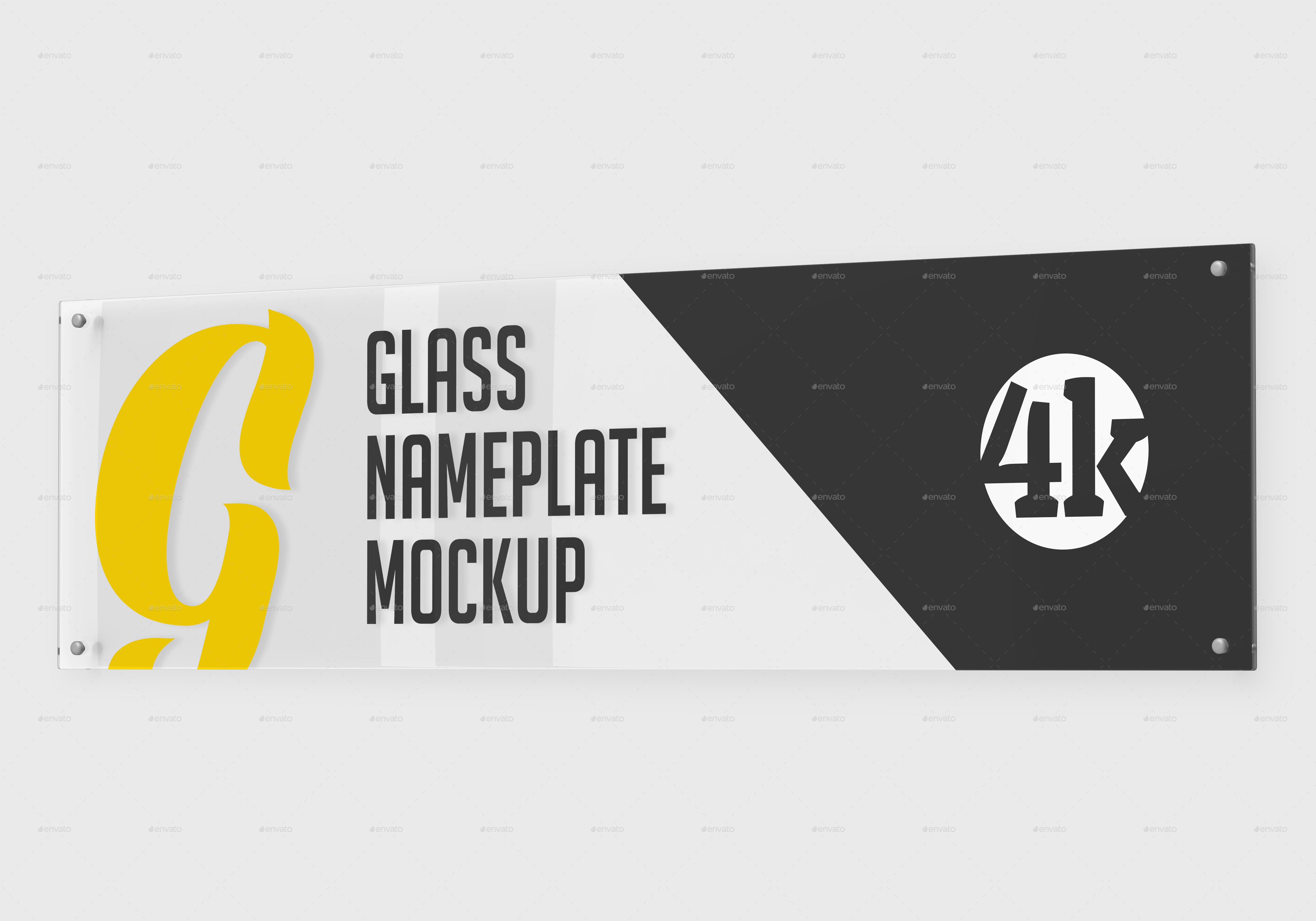Long Rectangular Glass Nameplate Mockup Set, Graphics | GraphicRiver