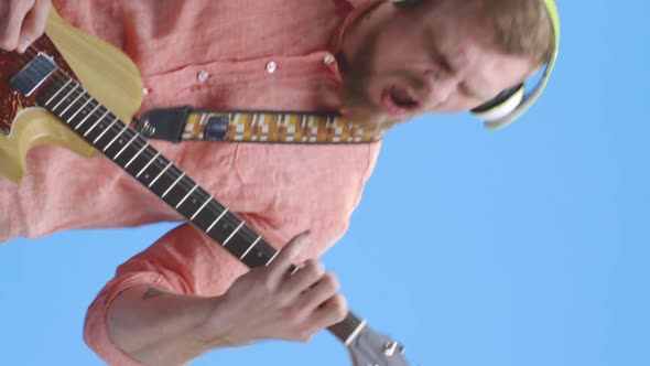 Young Man Rocking Out on Guitar, Stock Footage | VideoHive