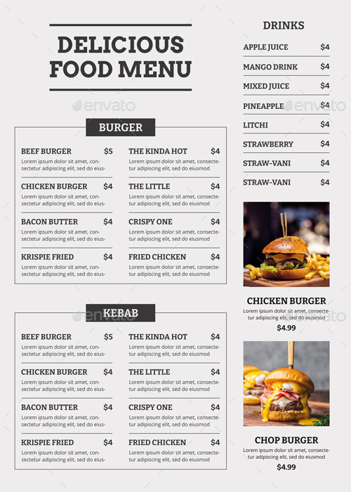 Food Menu Templates, Print Templates | GraphicRiver