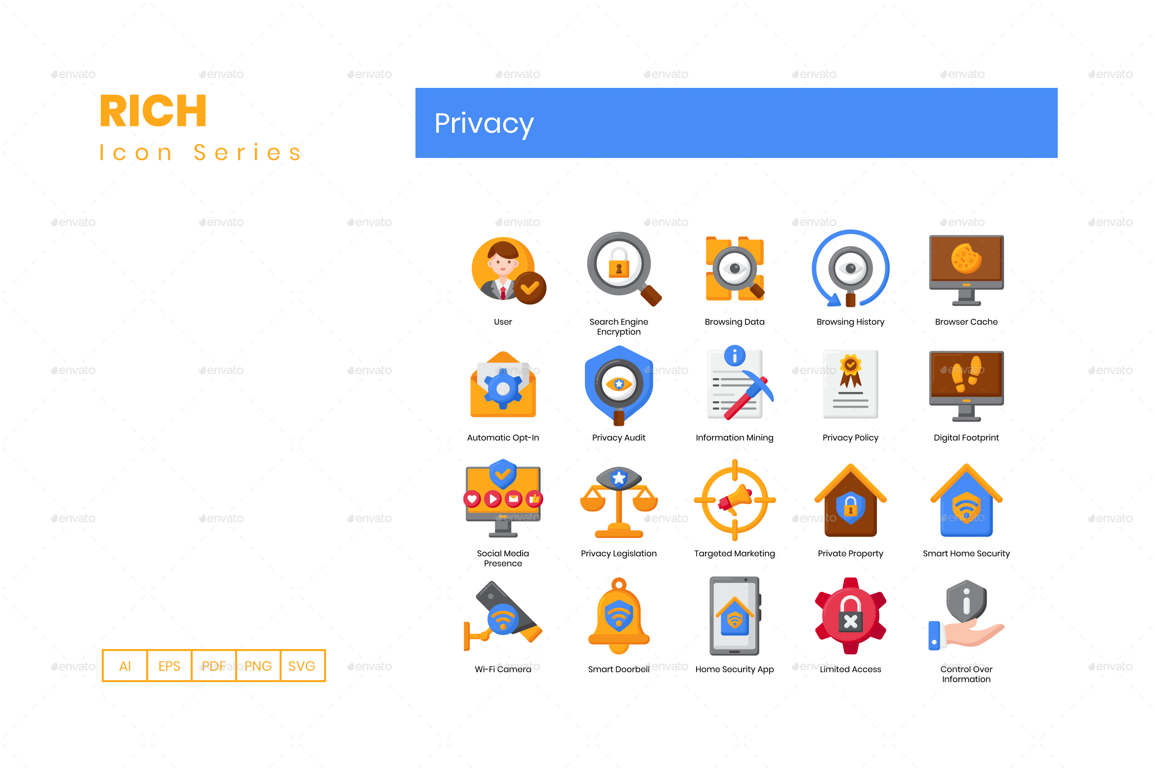 80 Privacy Icons, Icons | GraphicRiver