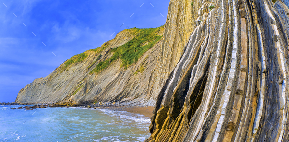 Steeply-tilted Layers of Flysch, Basque Coast UNESCO Global Geopark ...