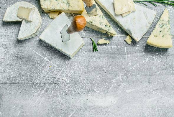 Blue and brie cheese with rosemary. Stock Photo by Artem_ka2 | PhotoDune