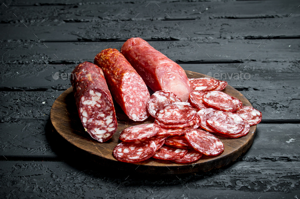 Different types of salami on the Board. Stock Photo by Artem_ka2 ...