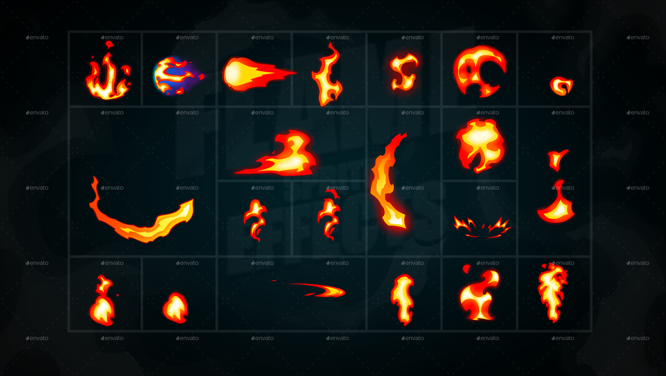 Flame Sprite Effects, Game Assets | GraphicRiver