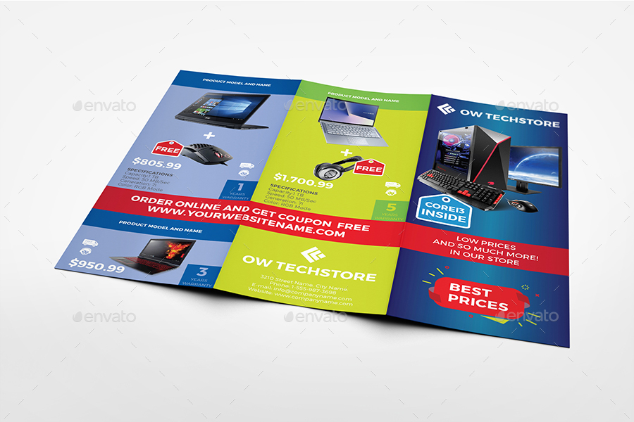 Computers and Electronics Products Catalog Tri - Fold Brochure Template ...
