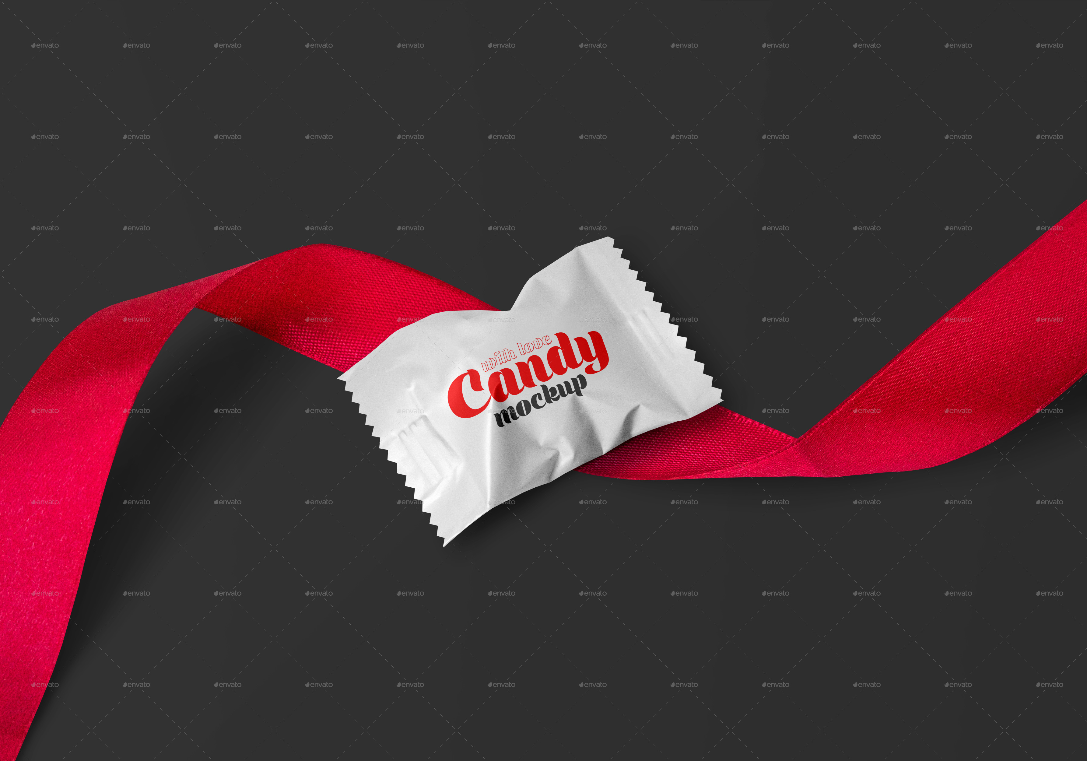 Matte Candy with Red Ribbon Mockup Set, Graphics | GraphicRiver
