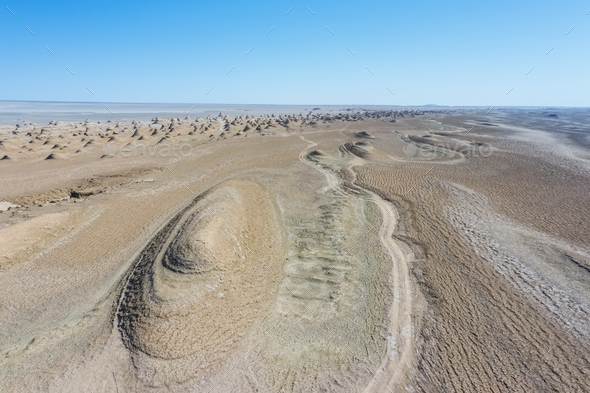 aerial view of wind erosion physiognomy landscape Stock Photo by chuyu2014