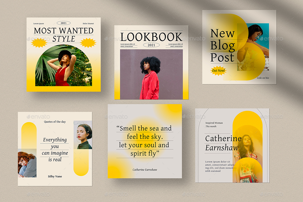 Yellow 18 Social Media Posts, Web Elements | GraphicRiver