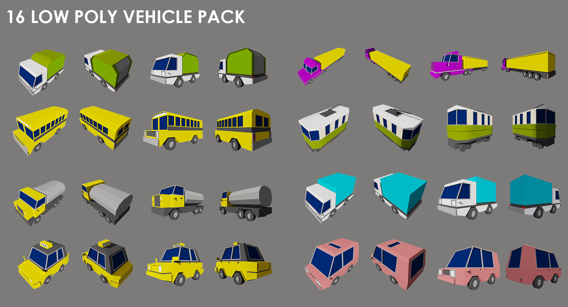 16 Low Poly Vehicle Pack by robertshing | 3DOcean
