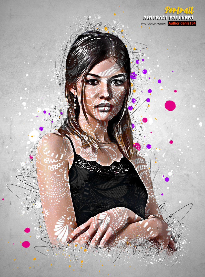 Abstract Patterns Portrait Photoshop Action, Add-ons | GraphicRiver