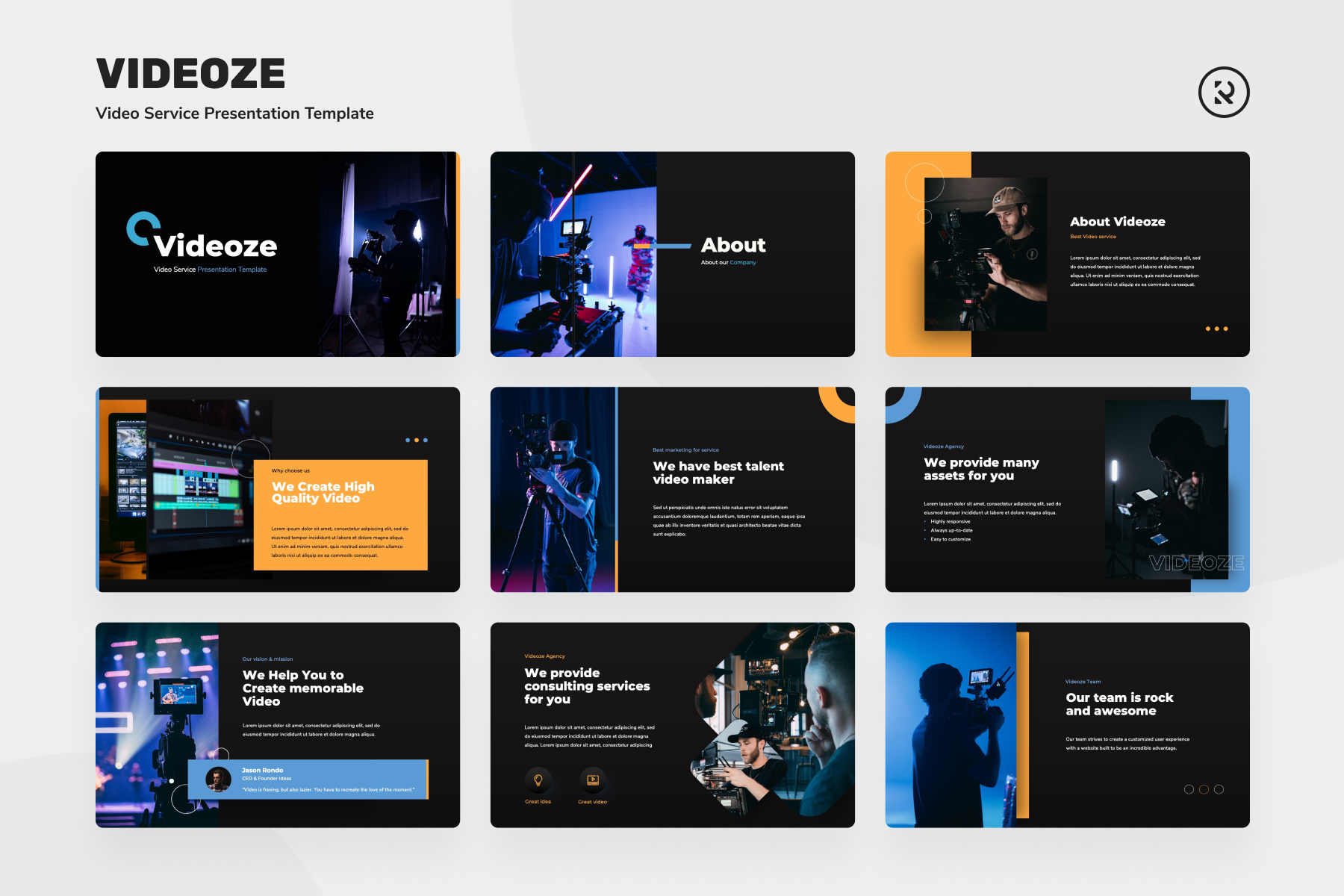 Videoze - Video Service Power Point Presentation, Presentation Templates