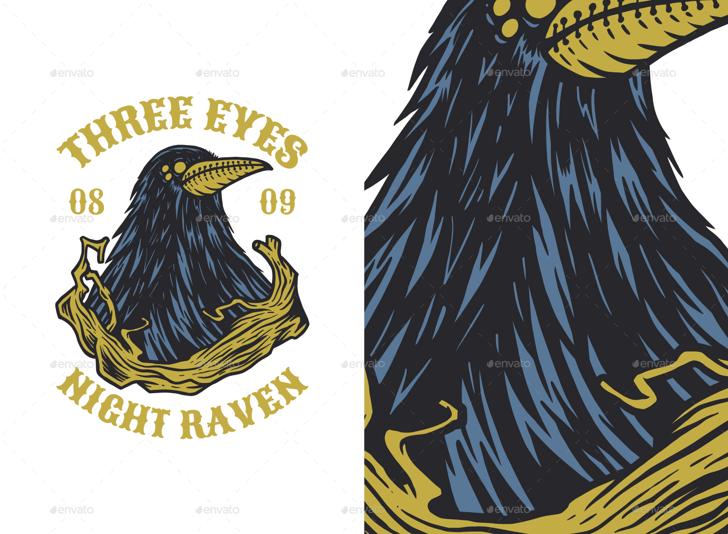Night Raven T-Shirt Design, T-Shirts | GraphicRiver