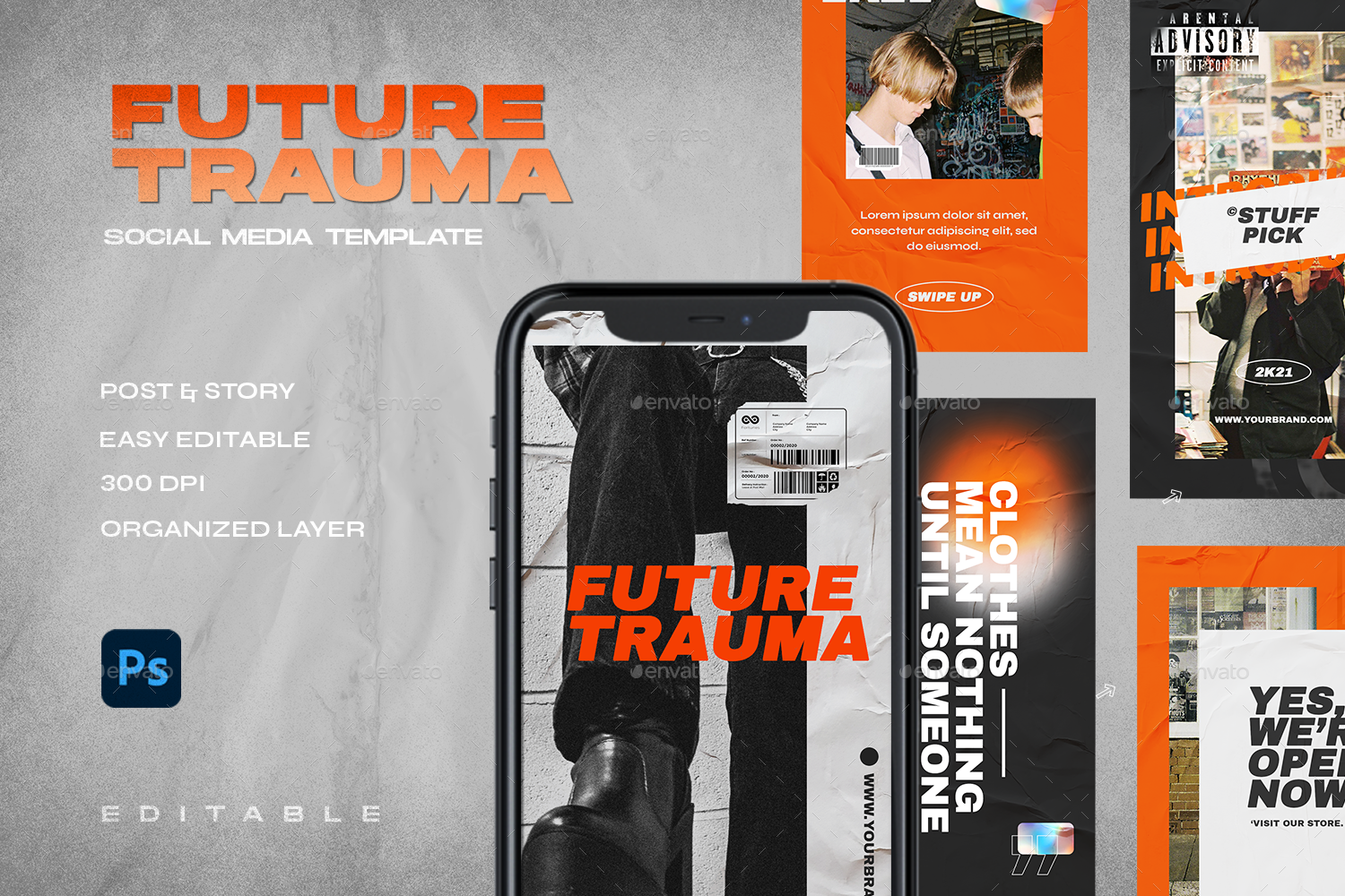 Future Trauma - Instagram Stories & Post, Web Elements | GraphicRiver