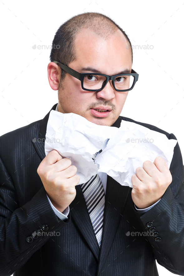 Furious businessman tear tissue Stock Photo by leungchopan | PhotoDune