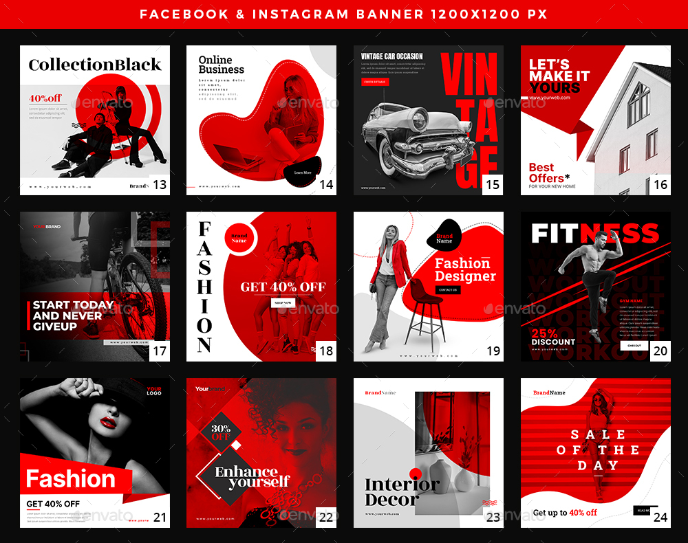 50 Instagram & Facebook Banners, Web Elements | GraphicRiver