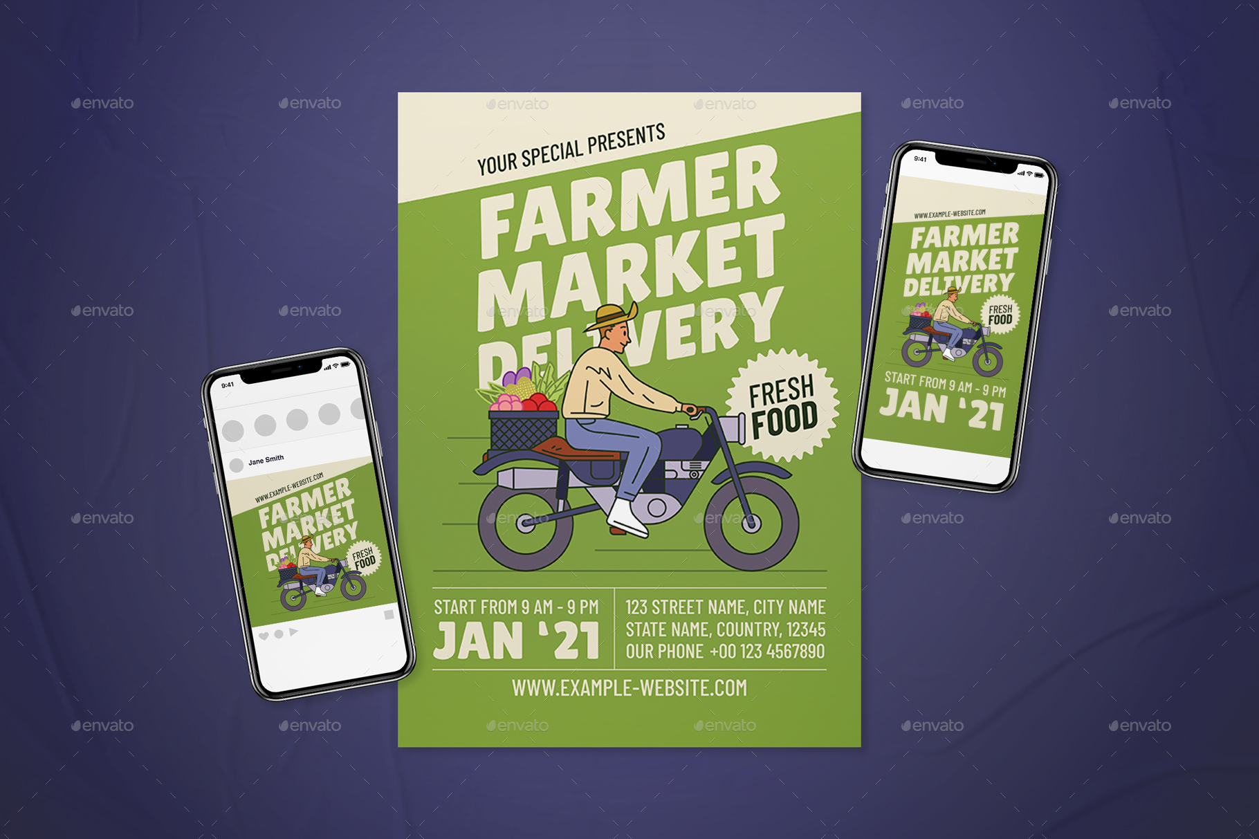 Farmer Market Delivery Flyer Set, Print Templates | GraphicRiver